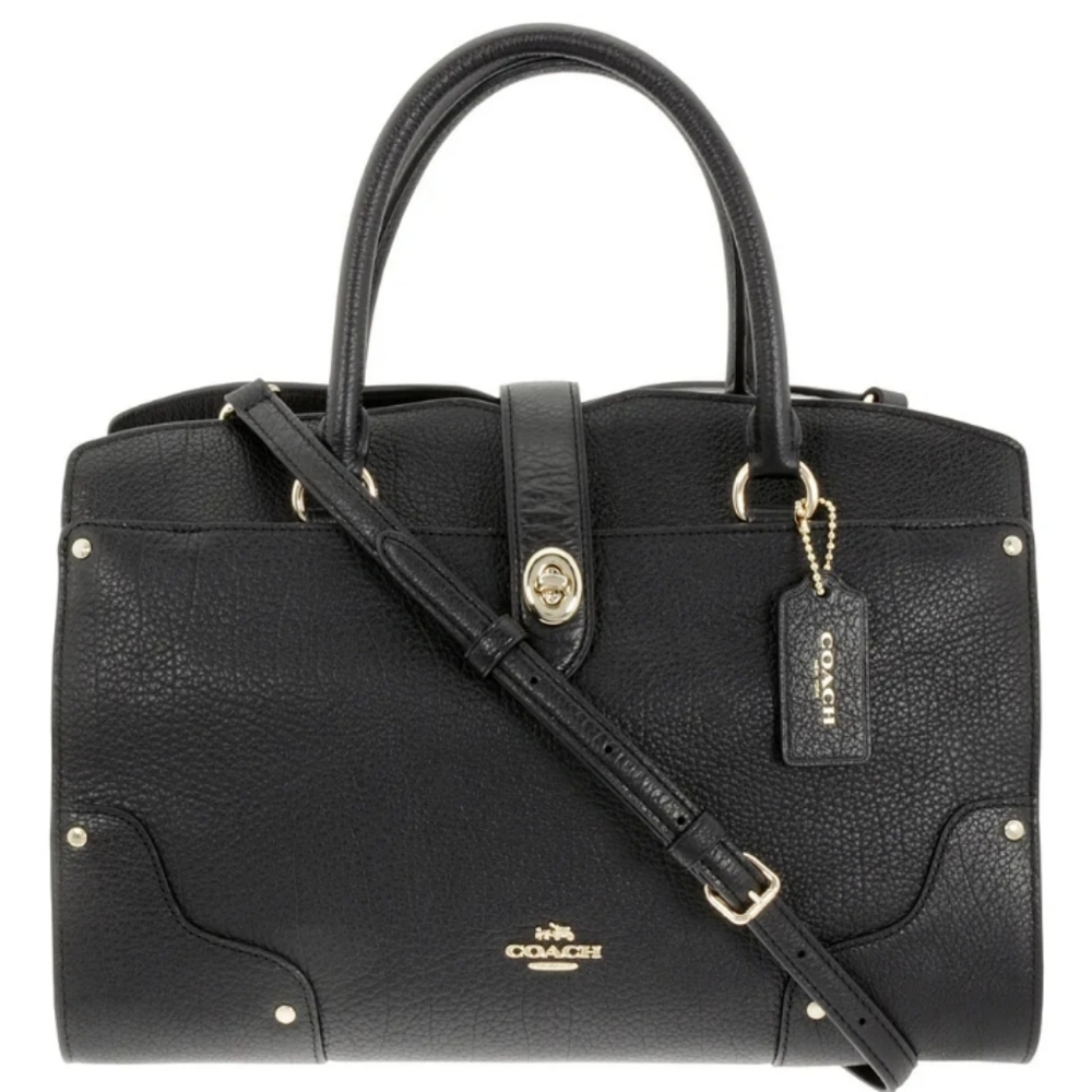 Coach Mercer Satchel Black Grain Leather Ladies - Gem